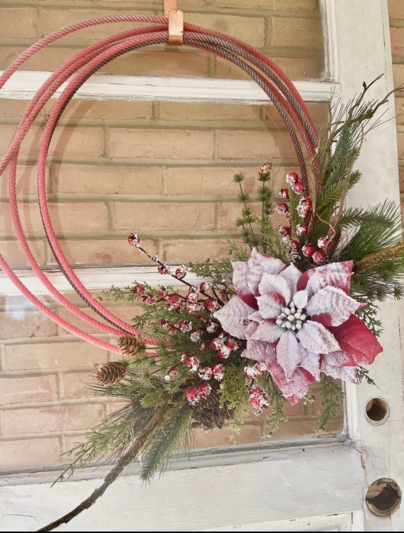Cowboy Christmas Lasso Wreath - Lariat Door Hanger - Country Christmas ...
