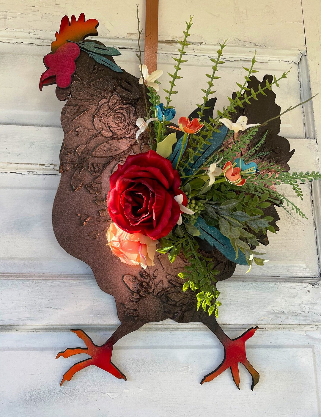 Spring Chicken Spring/summer/everyday Wreath - Wood Floral Rustic ...