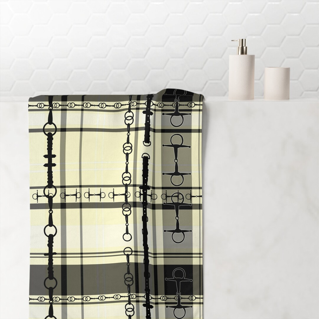 Ivory and Black Snaffle Bit Coordinating Bath Luxury Bath Towel - Etsy