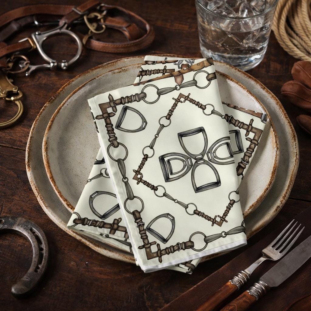 Equestrian Snaffle Bit and Stirrup Napkins (set of 4) - Etsy