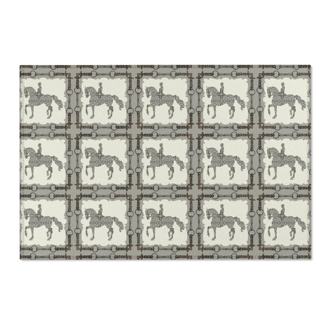 Equestrian Snaffle Bit Pattern Area Rug - Show Stall Mat - Tack Room ...