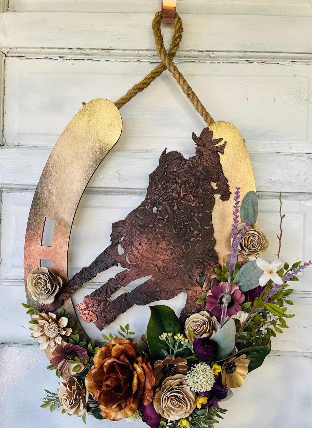 Good Luck Southwestern Horseshoe Wreath. Barrel Racing Western ...