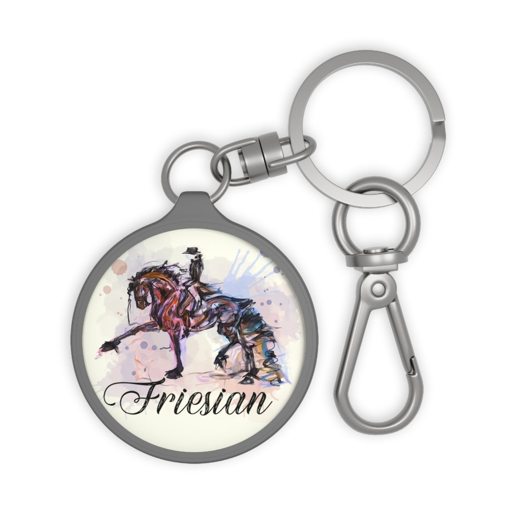 Friesian Equestrian Art Key Chain Keyring Tag - Etsy