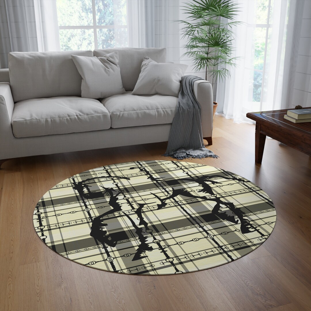 Dressage Plaid Equestrian Art Round Rug. Western Horse - Etsy