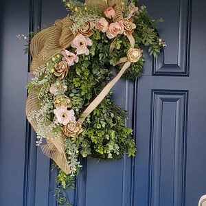 Country Style Sola Wood Rose Horse Head Wreath Equestrian - Etsy