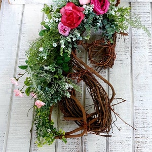 Grapevine Horse Head Wreath With Pink Roses Woodland Horse - Etsy