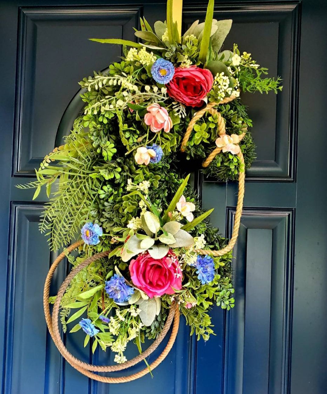 Floral Bridled Horse Head Lasso Wreath Cowboy Lariat Rope Wreath ...