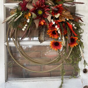 Autumn Western Lasso Wreath With Burlap - Fall Rustic Lariat Wreath ...