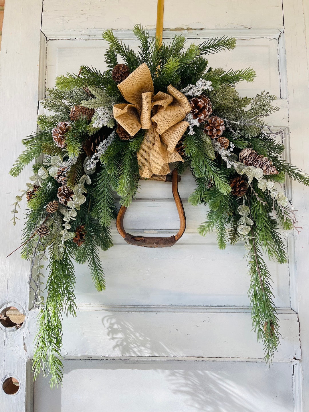 Rustic Country Christmas Western Stirrup Swag - Cowboy Christmas Wreath ...