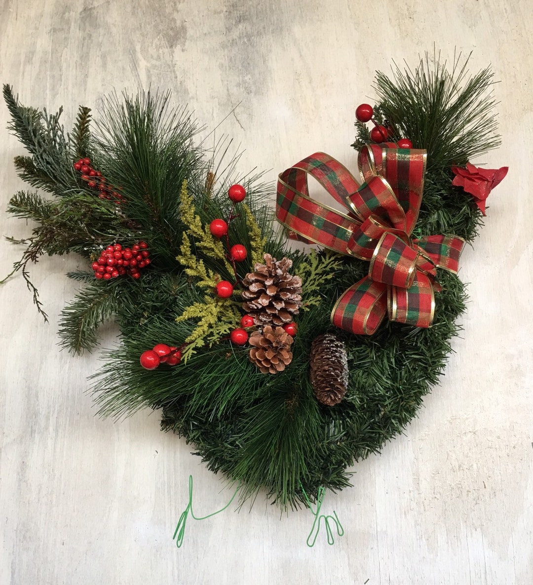 Christmas Chicken Wreath - Artificial Christmas Farm Wreath With Red ...