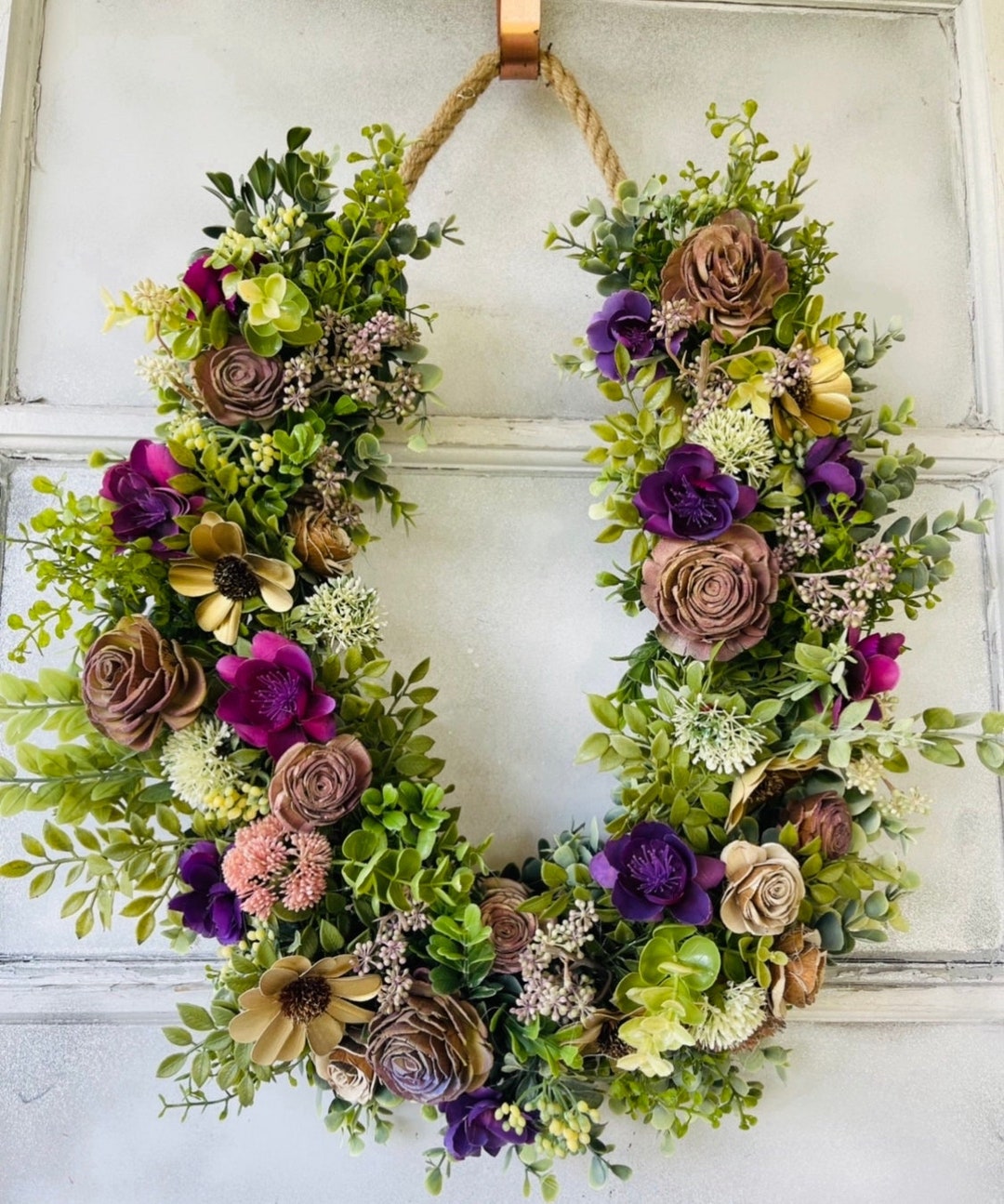 Good Luck Floral Purple & Gold Horseshoe Wreath eventing, Jumping ...