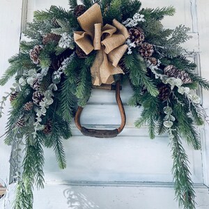 Rustic Country Christmas Western Stirrup Swag - Cowboy Christmas Wreath ...