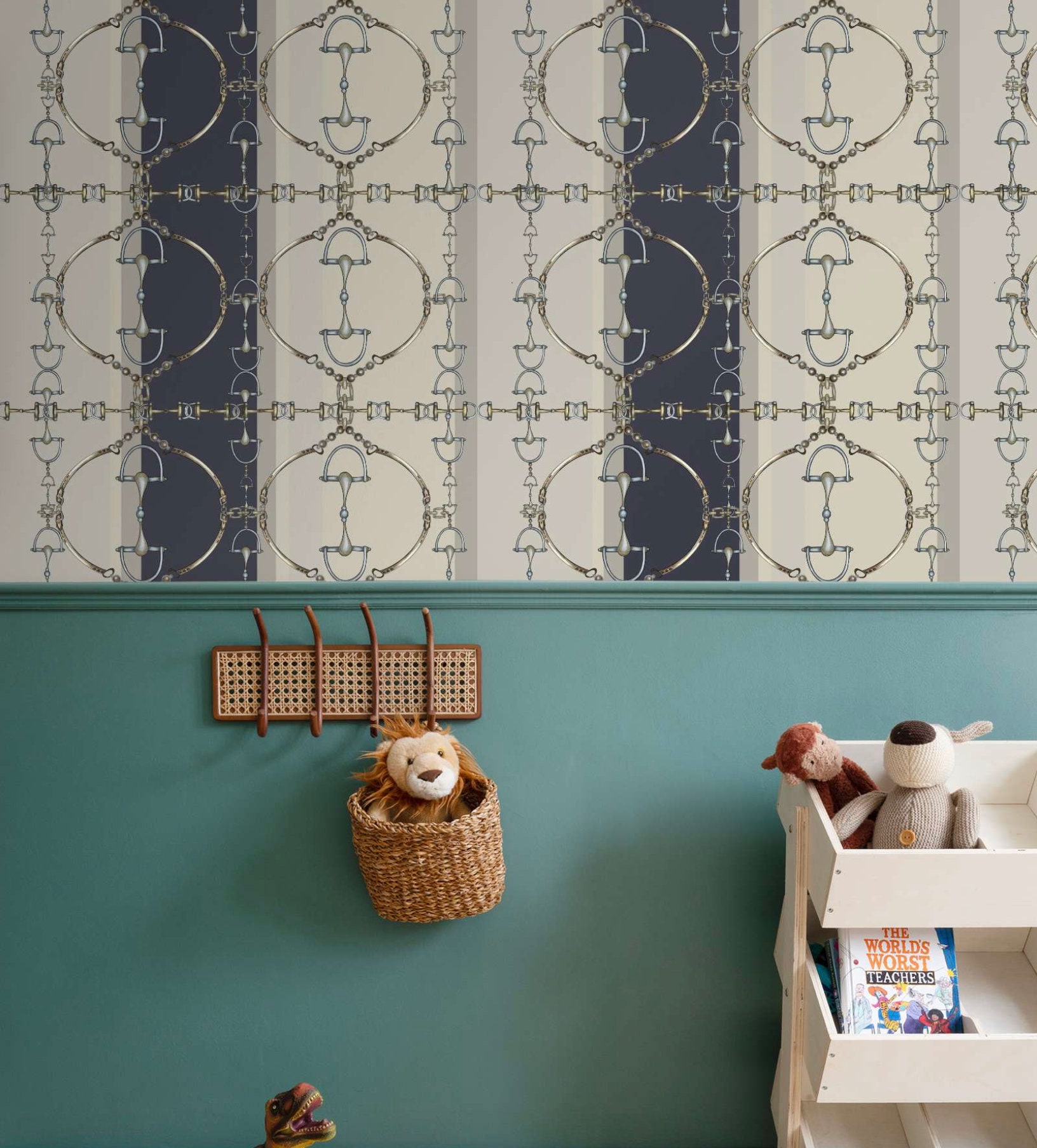 Navy Snaffle Bit Wallpaper Luxury Equestrian Home Decor Farmhouse Wall ...