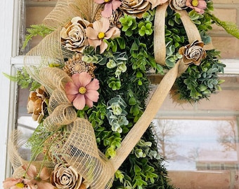 Country Style Sola Wood Rose Horse Head Wreath Equestrian - Etsy