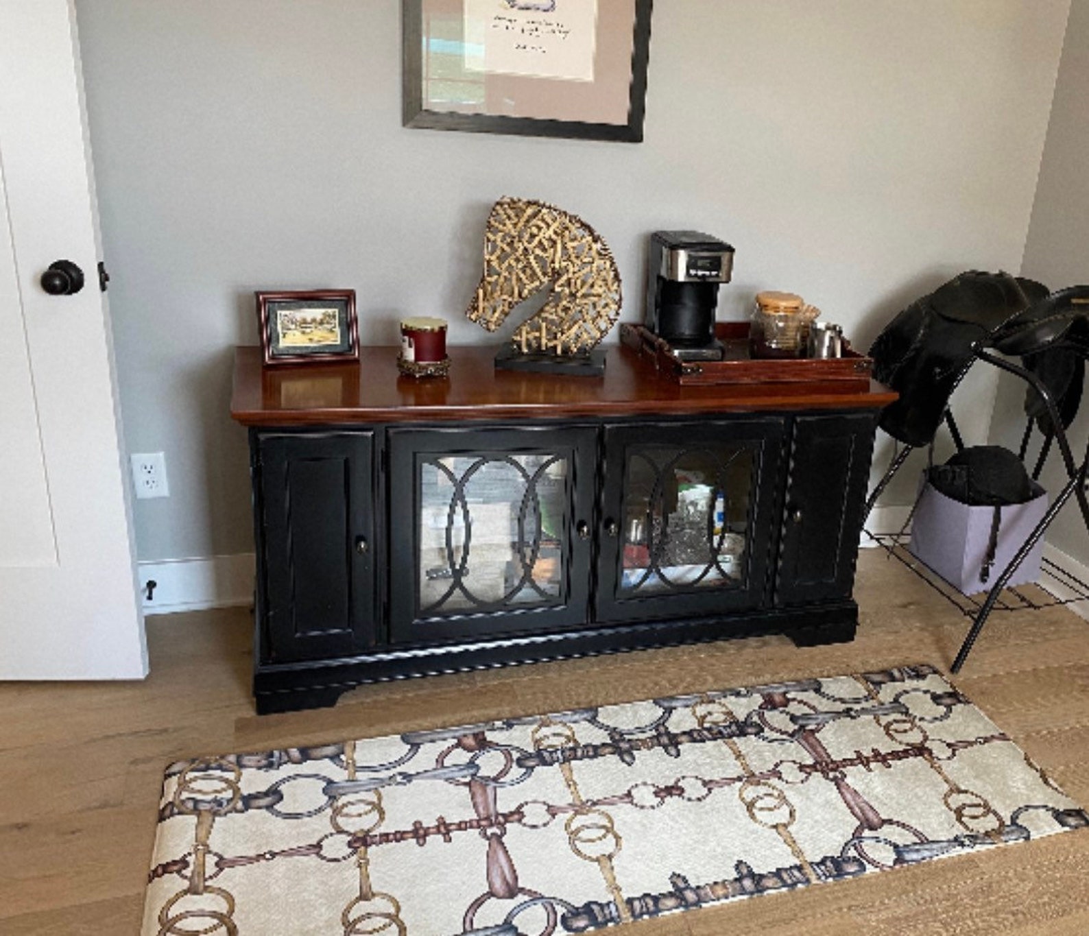 Equestrian Reins and Snaffle Bits Runner Rug - Velvet Like Rug With ...