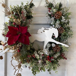 Christmas Horseshoe Flower Wreath - Wreath - Equestrian Home Decor ...