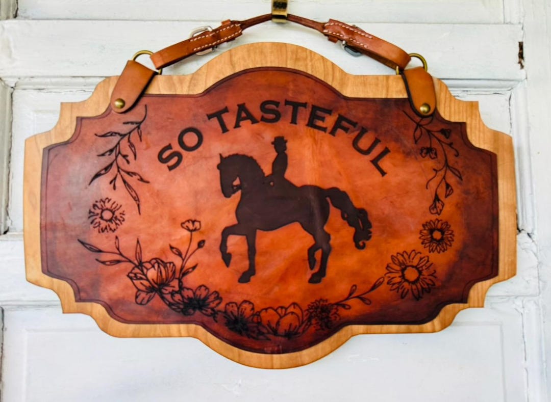 Authentic Leather and Wood Horse Stall Plaque. Leather Barn Name Plaque ...