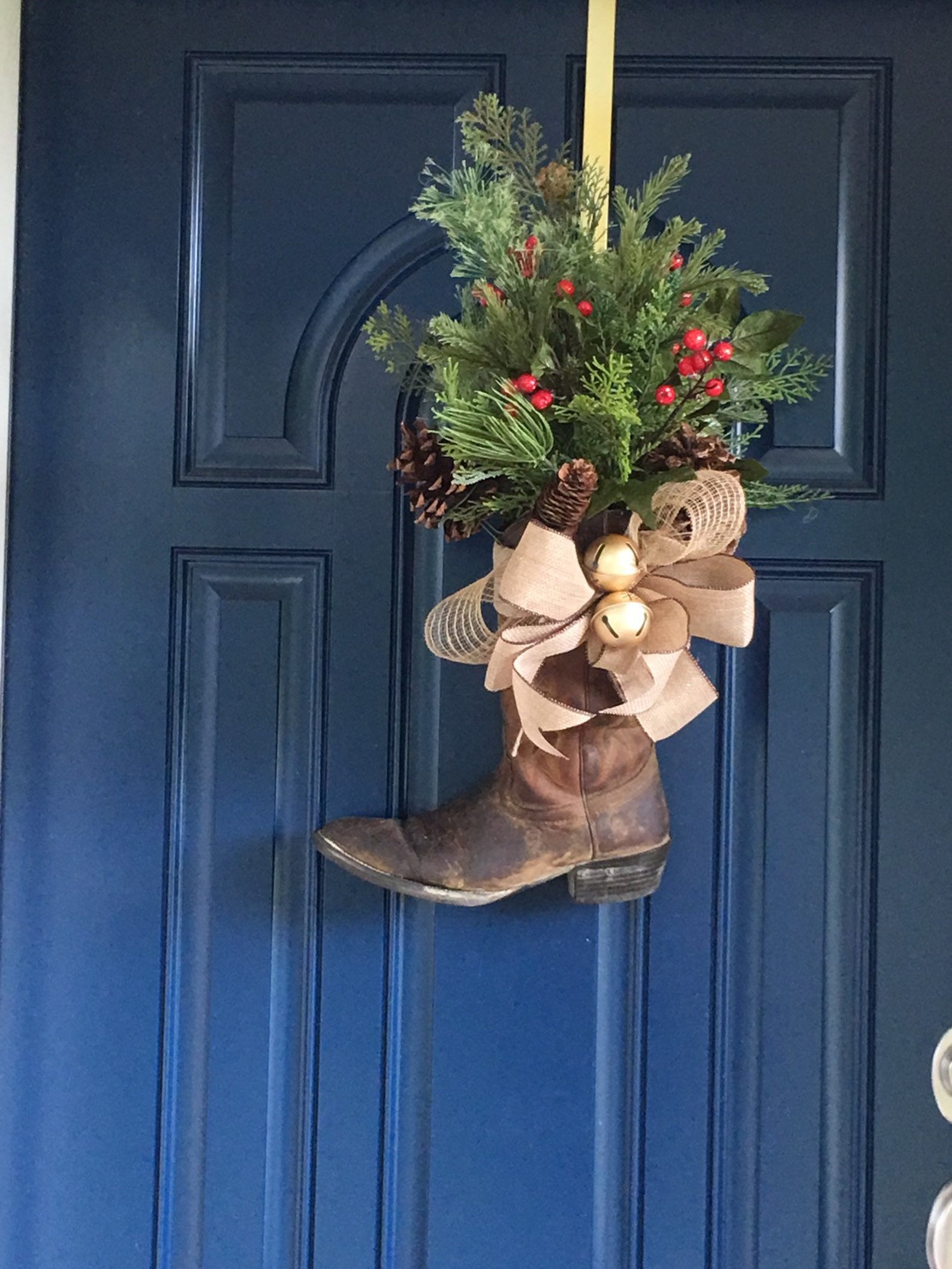 Rustic Cowboy Boot Christmas Wreath Rustic Boot Centerpiece - Etsy