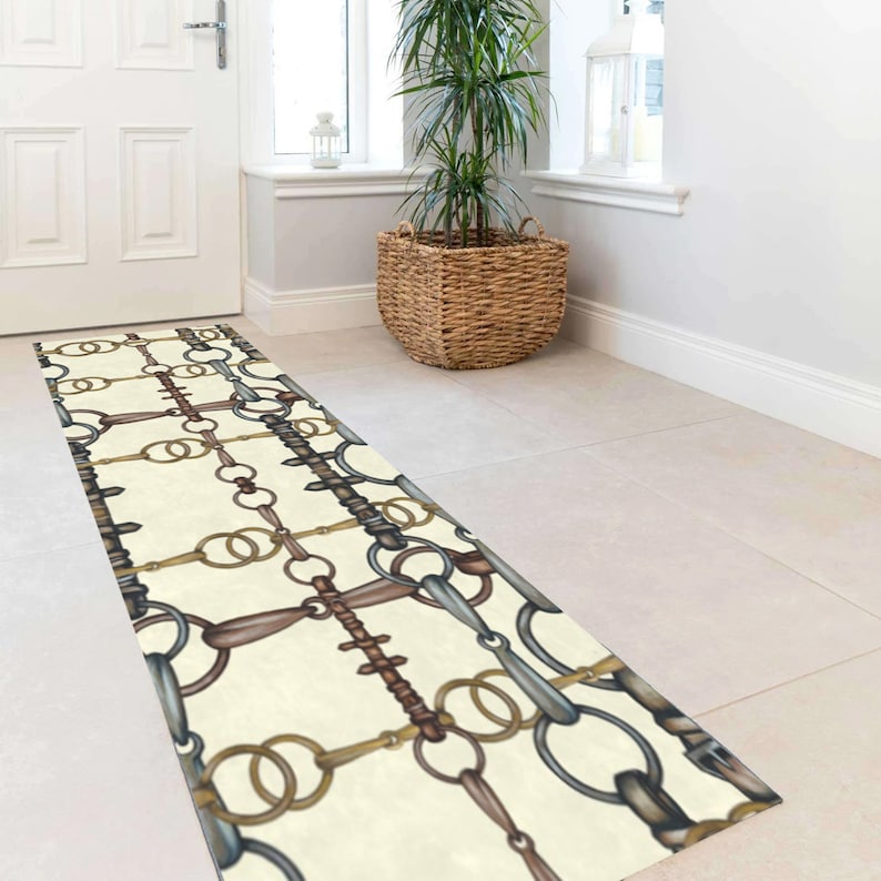Equestrian Reins and Snaffle Bits Runner Rug - Velvet Like Rug With ...