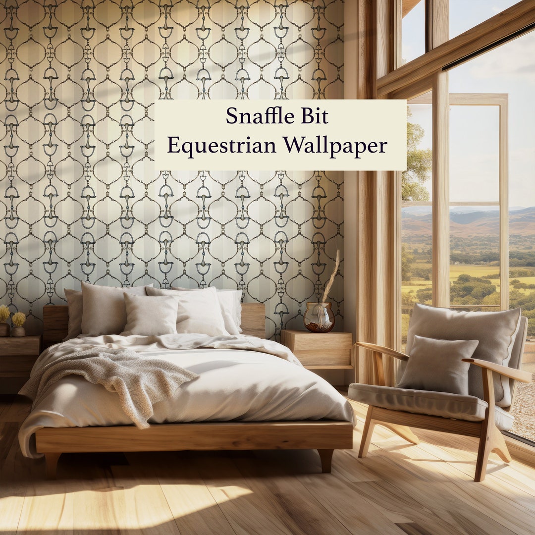 Ivory Snaffle Bit Wallpaper Luxury Equestrian Home Decor Farmhouse Wall ...