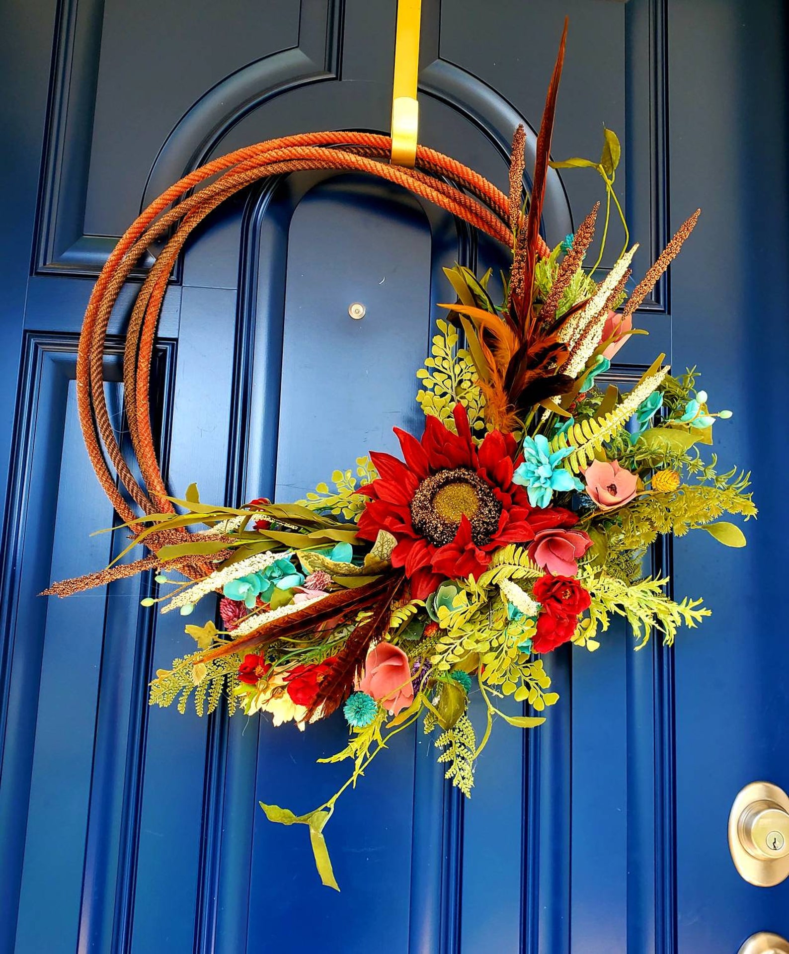 Rustic Spring Lasso Wreath With Deer Antlers Cowboy Lariat - Etsy