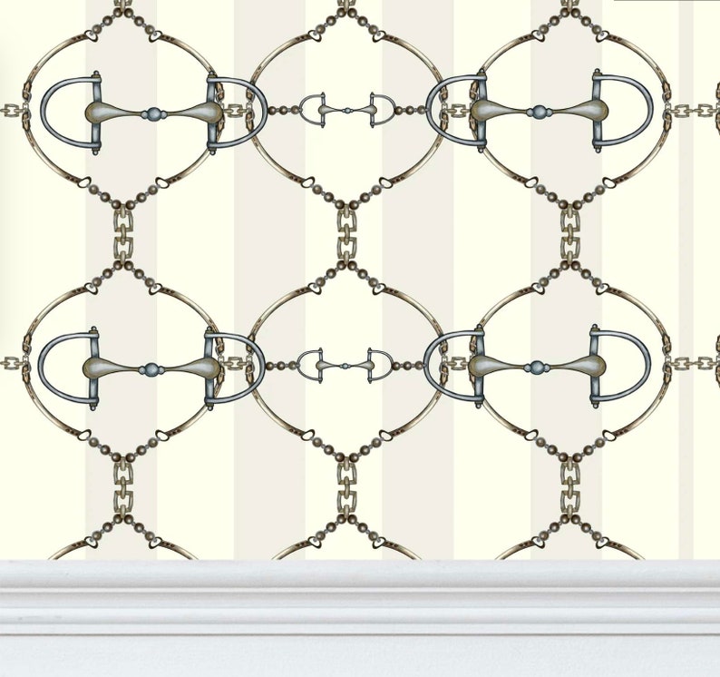 Luxury Snaffle Bit Wallpaper Equestrian Home Decor Farmhouse Wall ...