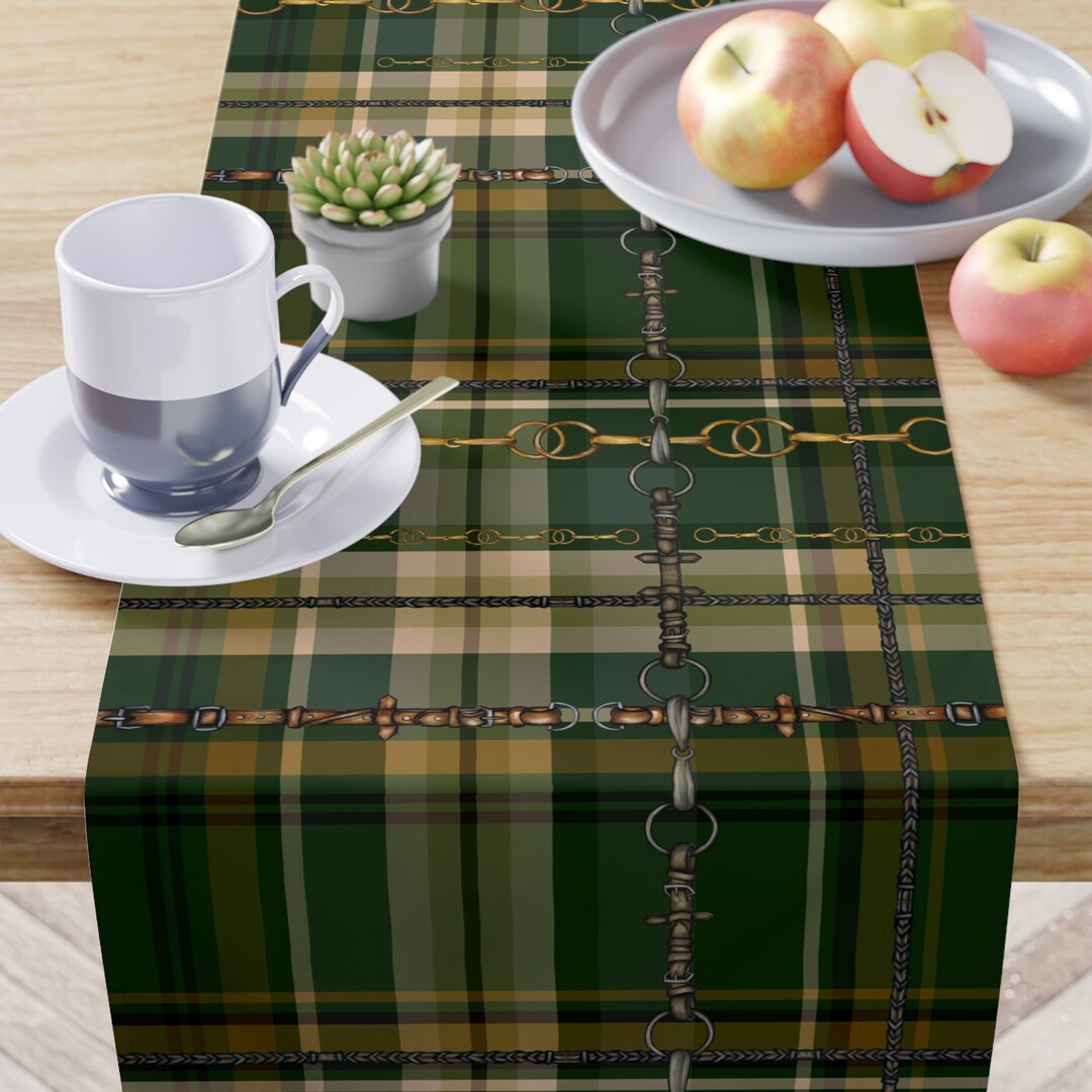Hunter Green Plaid Bit Overlay Motif Table Runner Copyright Pending - Etsy
