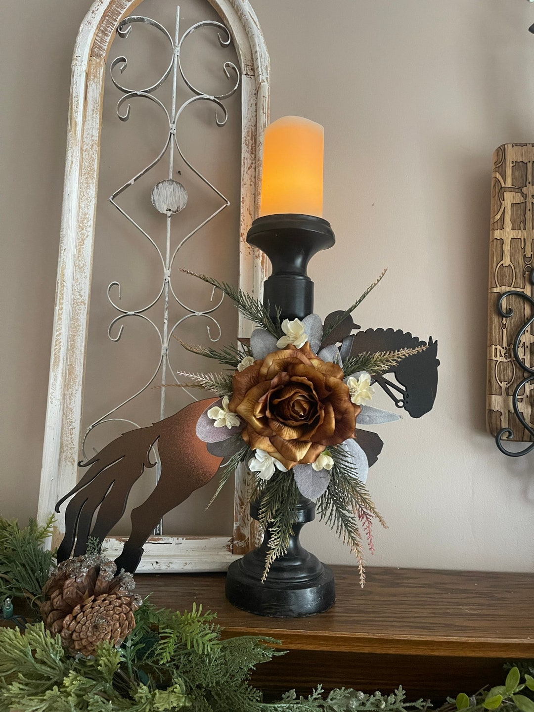 Equestrian Jumping Horse Candlestick Ornament - Equine Tree Topper ...