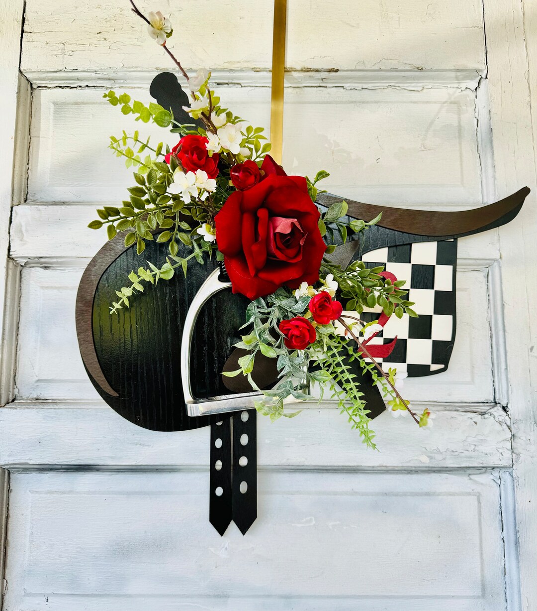 Run for the Rose's Horse Head Wreath - Kentucky Derby Equestrian Door ...
