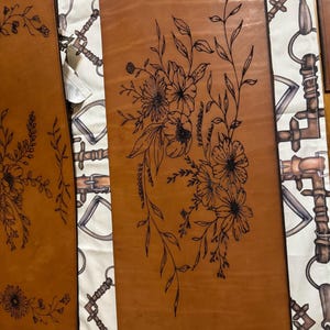 Leather Table Runner. Three Piece Leather Floral Table Runner. Holiday ...
