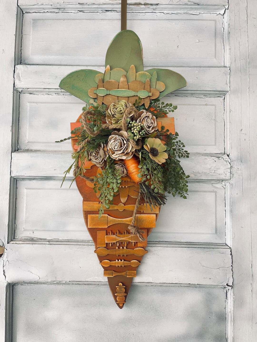 Orange Spindle Carrot Wreath - Rustic Carrot Wreath - Easter Spring ...