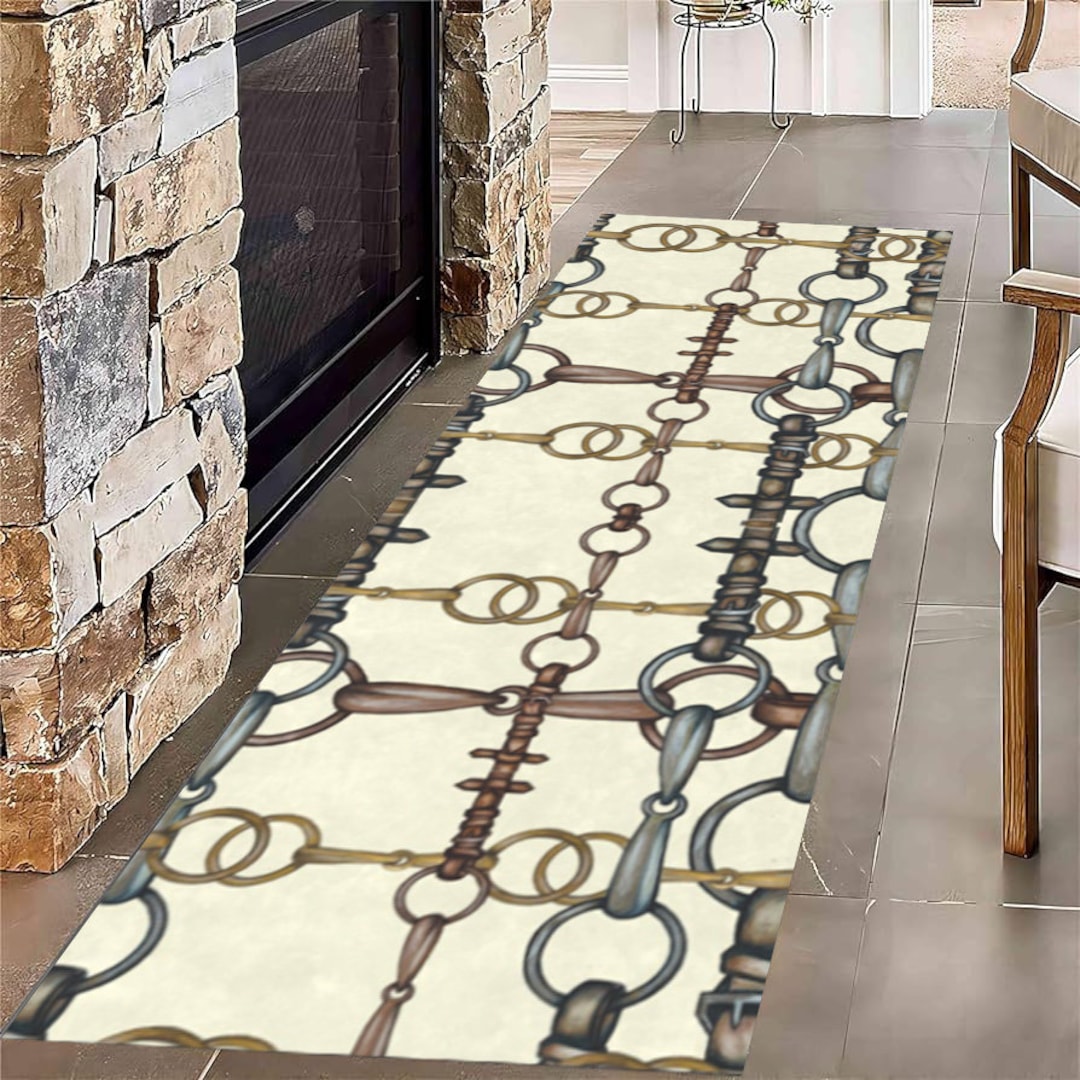 Equestrian Reins and Snaffle Bits Runner Rug - Shimmer Rug With Rubber ...