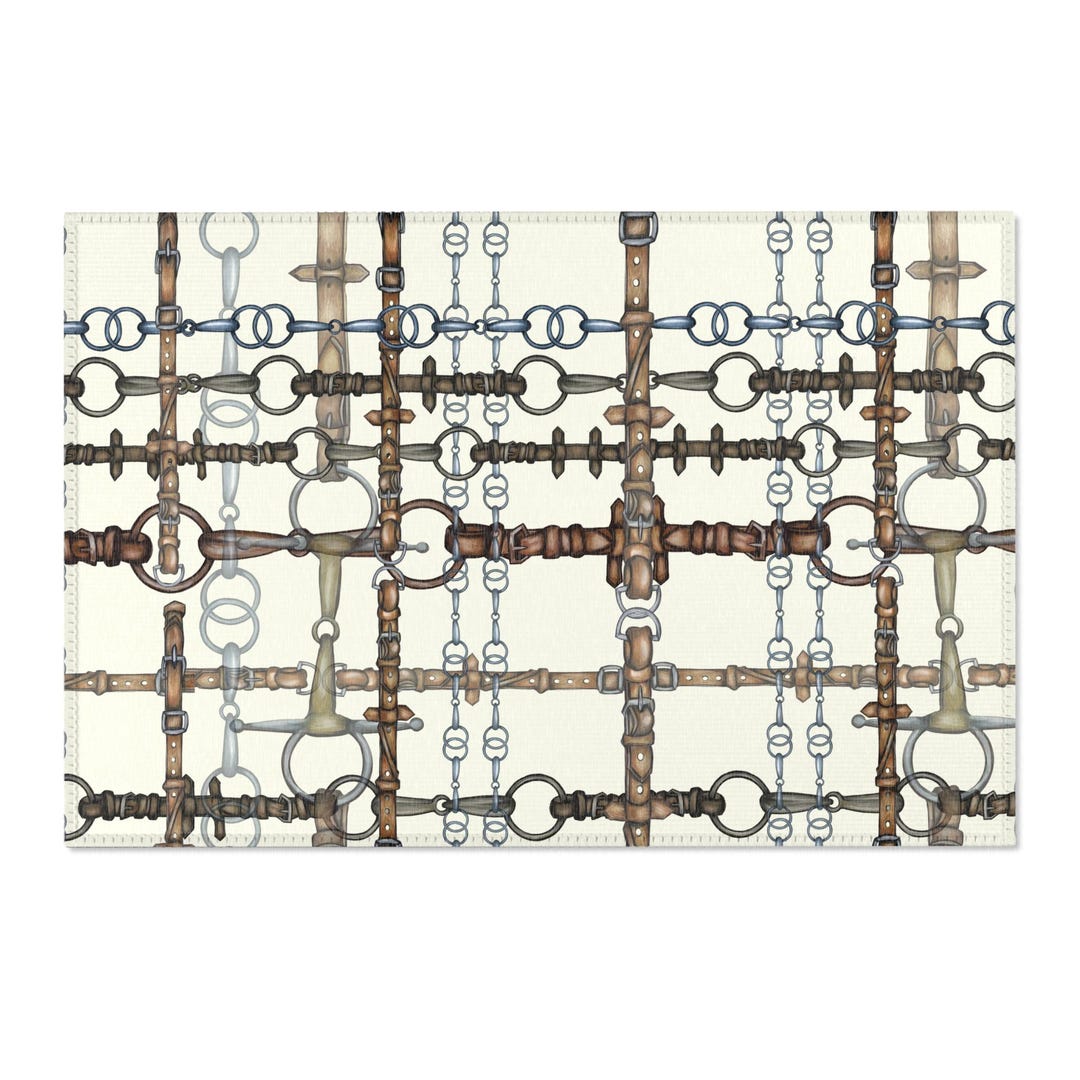 An Equestrian Snaffle Bit Pattern Area Rug - Show Stall Mat - Tack Room ...