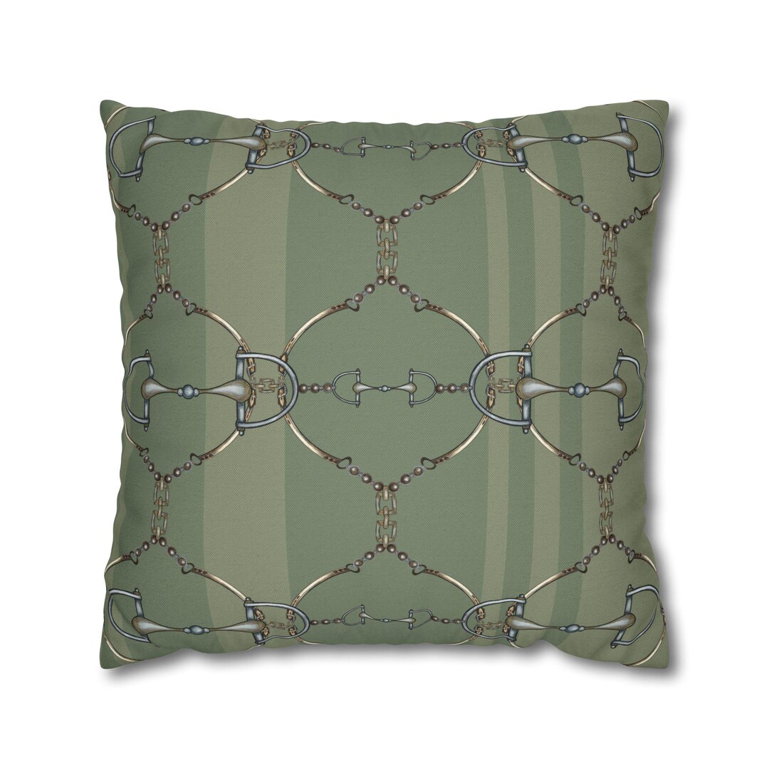 Poly Twill Equestrian Snaffle Bit Design Sage Green Snaffle Bit Plaid ...