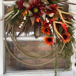 Autumn Western Lasso Wreath With Burlap - Fall Rustic Lariat Wreath ...