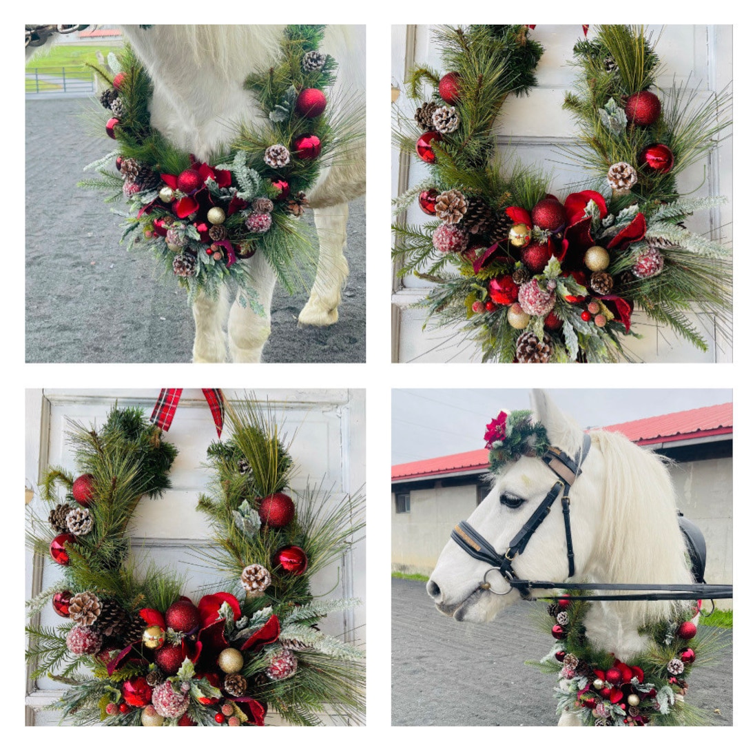 Christmas Horse Neck Garland - Horse Photography Prop - Rustic Wedding ...