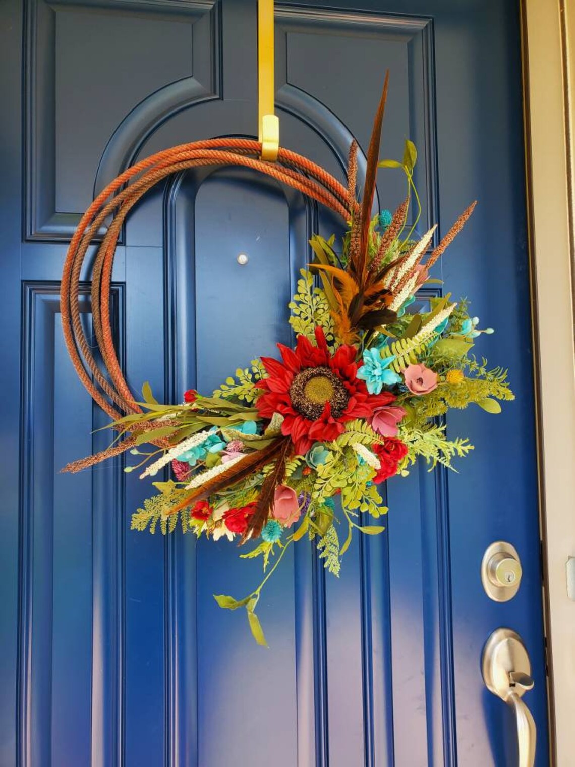 Rustic Spring Lasso Wreath With Deer Antlers Cowboy Lariat - Etsy