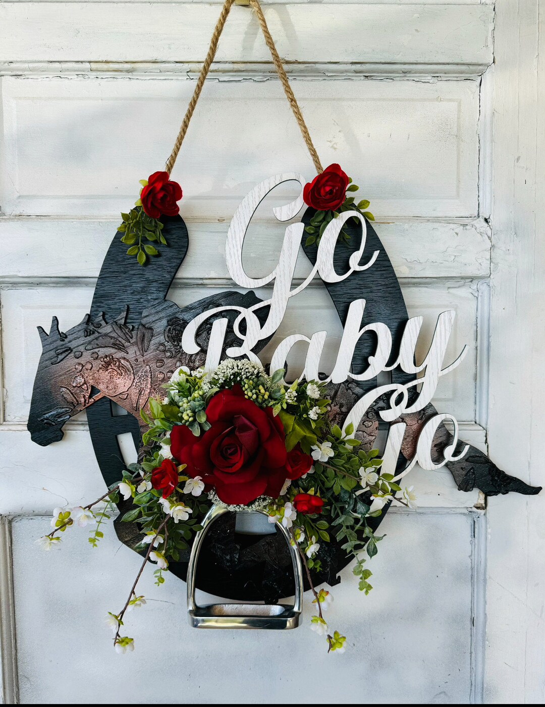 Run for the Rose's Kentucky Derby Racing Horses Wreath - Derby Party ...