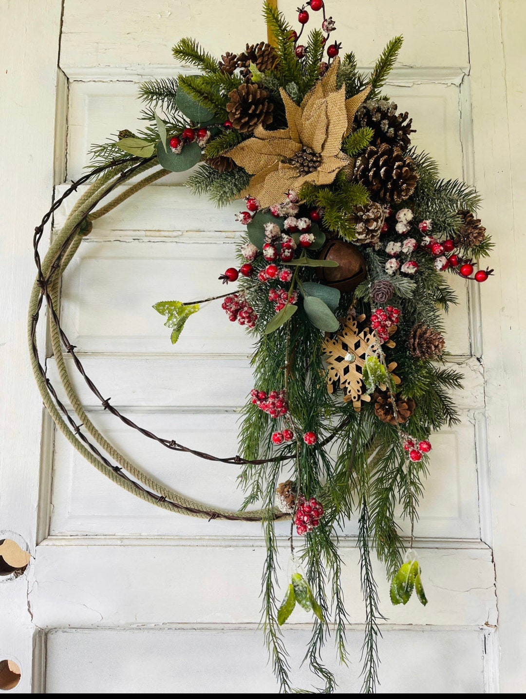 Cowboy Christmas Lasso Wreath - Lariat Door Hanger - Country Christmas ...