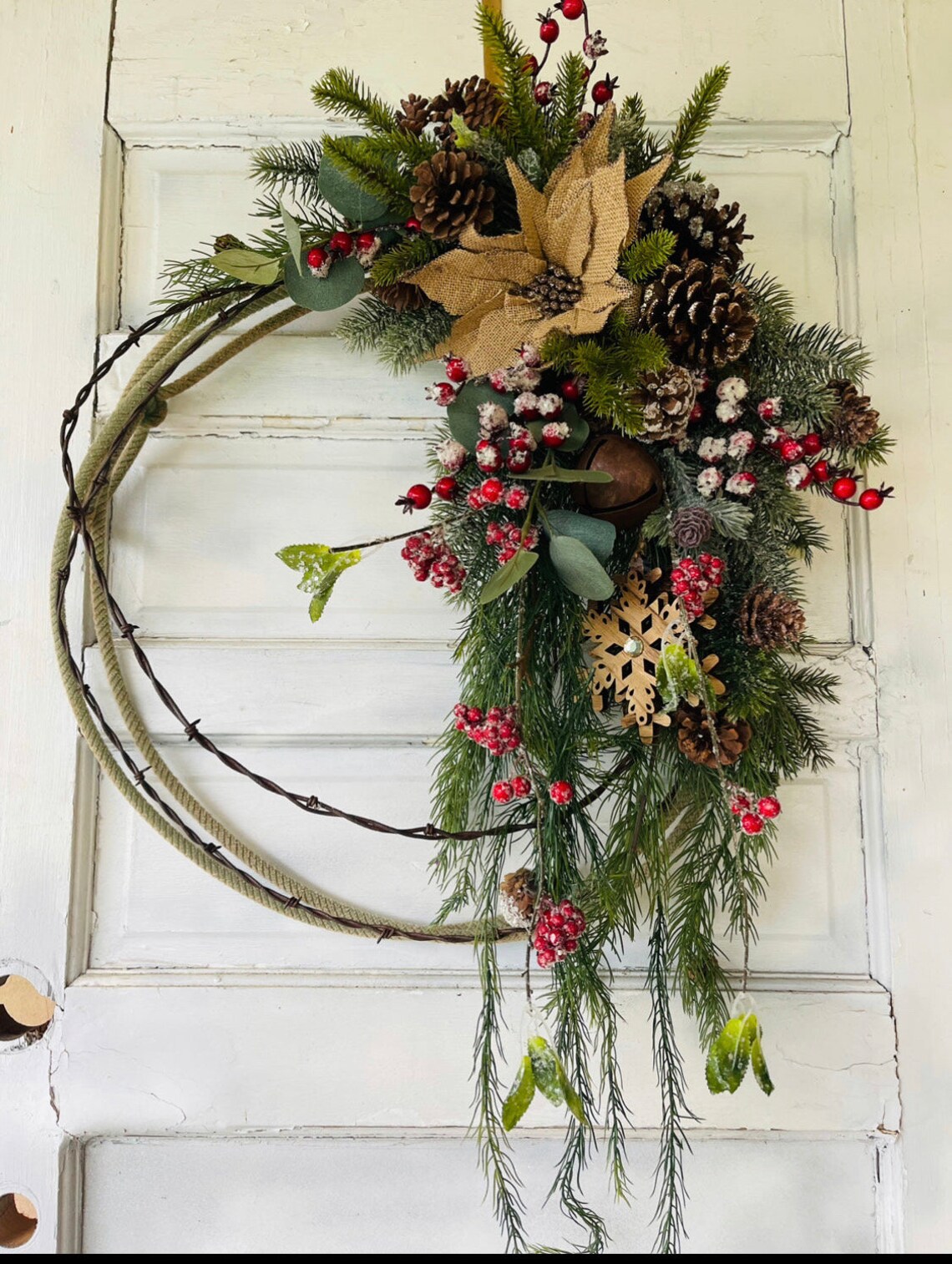 Cowboy Christmas Lasso Wreath - Lariat Door Hanger - Country Christmas ...