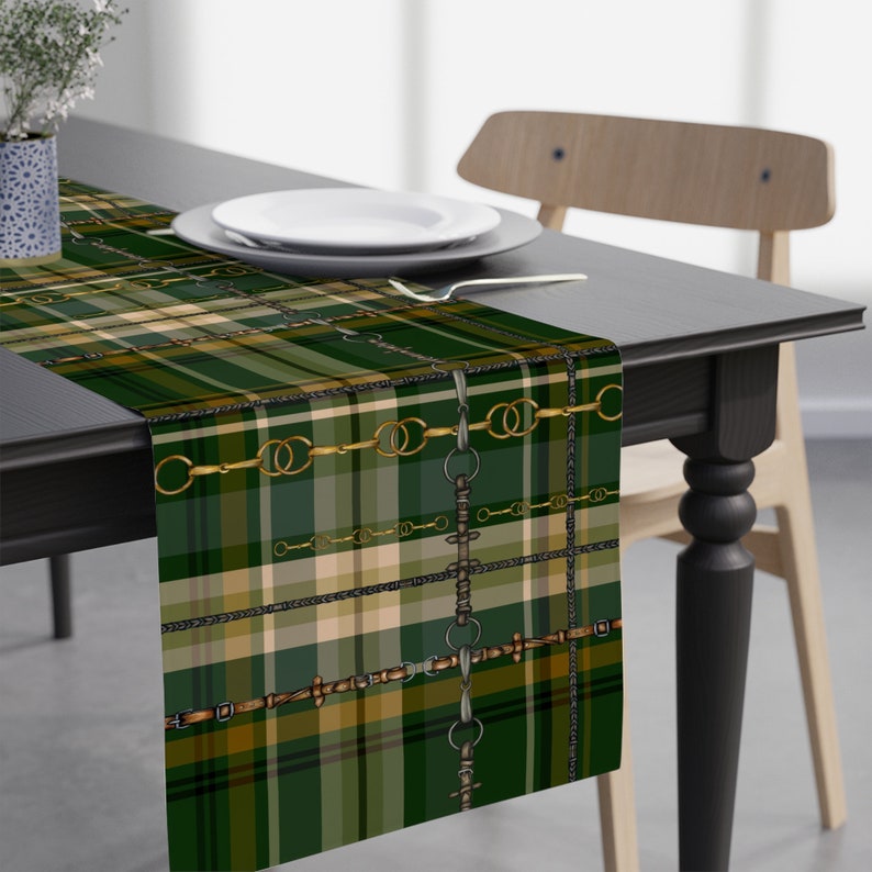 Hunter Green Plaid Bit Overlay Motif Table Runner Copyright Pending - Etsy