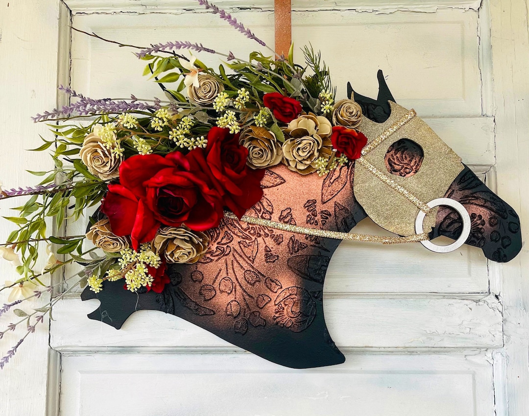 Run for the Rose's Horse Head Wreath - Kentucky Derby Equestrian - off ...