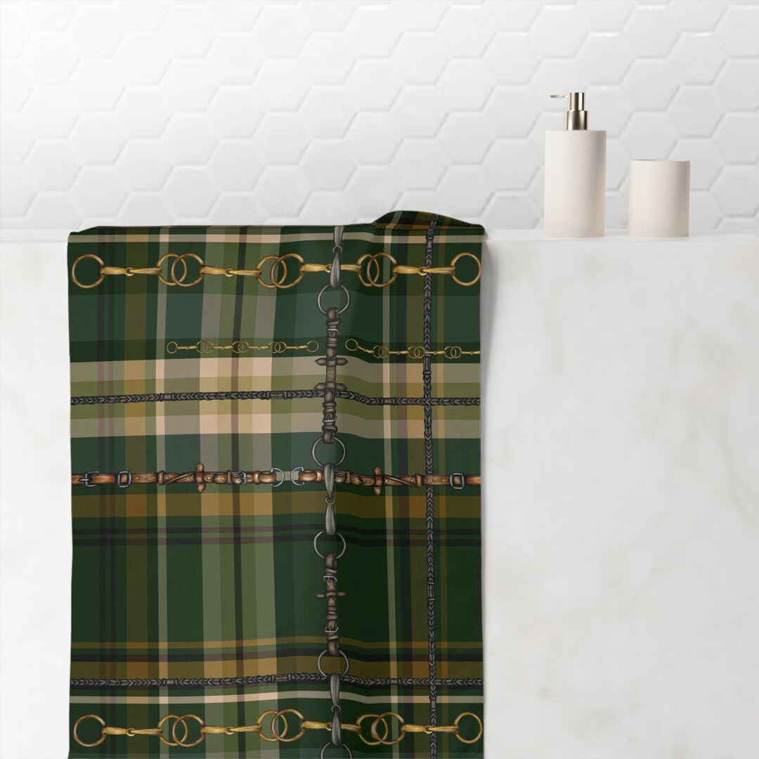 Hunter Green Snaffle Bit Plaid Coordinating Bath Luxury Bath Towel - Etsy
