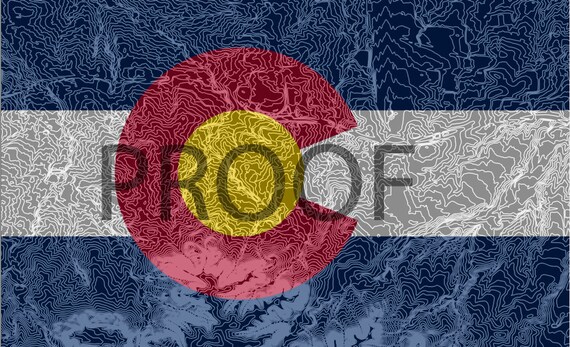 Lone Tree Colorado Elevation Contour Map With Colorado Flag | Etsy