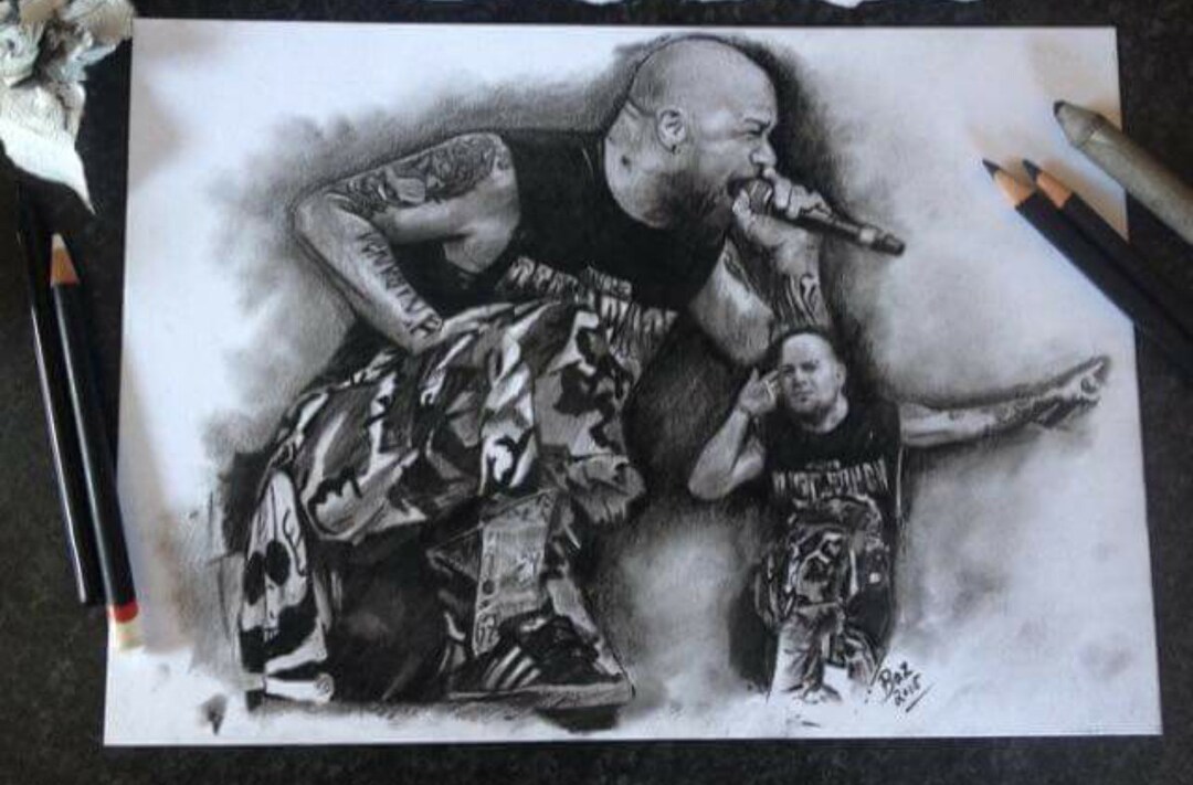 PRINT of a Hand Drawn Charcoal Pencil Drawing FFDP Ivan Moody Size A4 ...