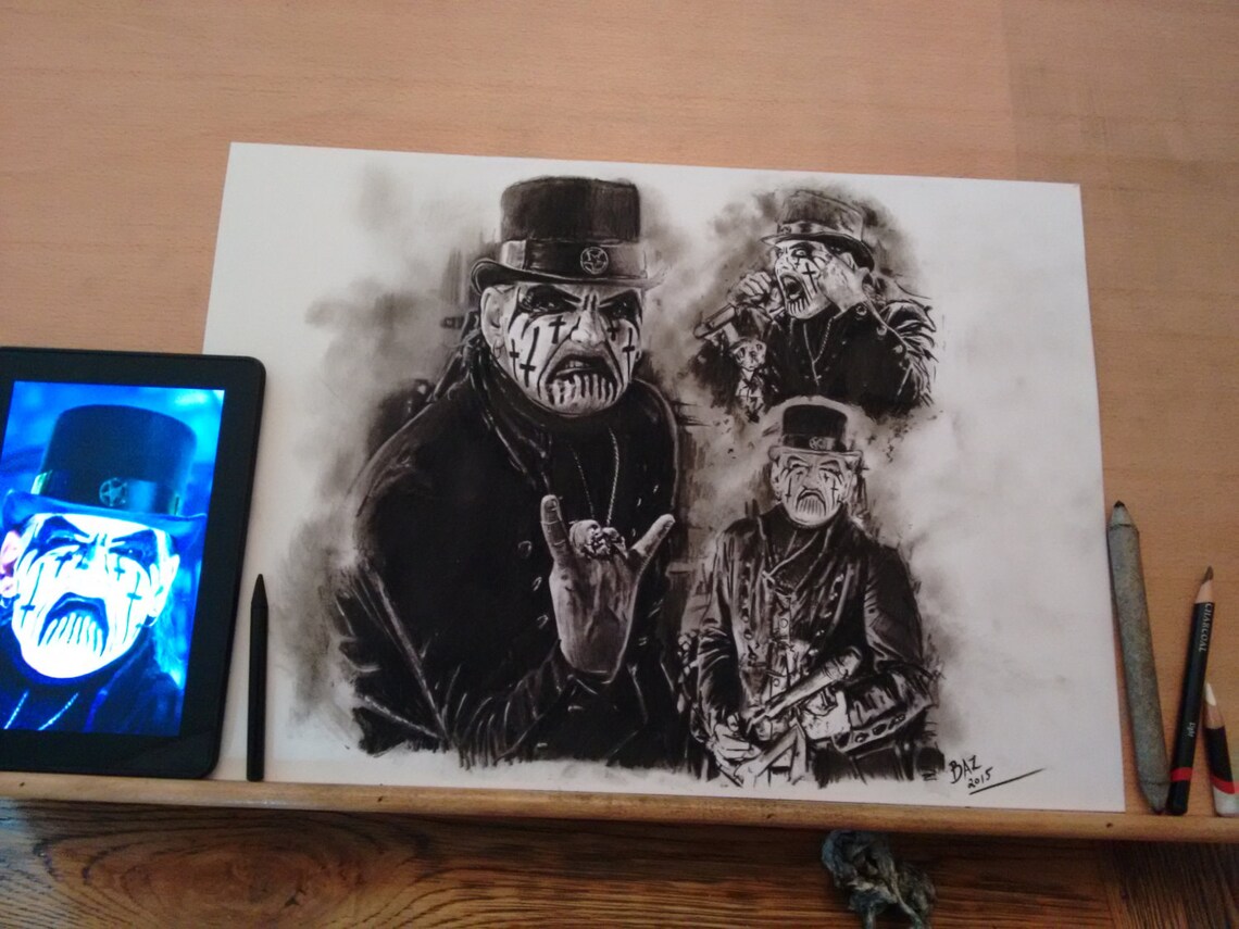 PRINT of a Hand Drawn Charcoal Pencil Portrait King Diamond Size A3 - Etsy