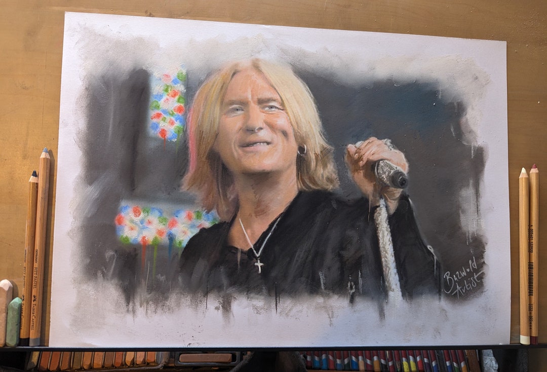 Original Hand Drawn Pastel Portrait Drawing DEF LEPPARD Joe Elliott ...