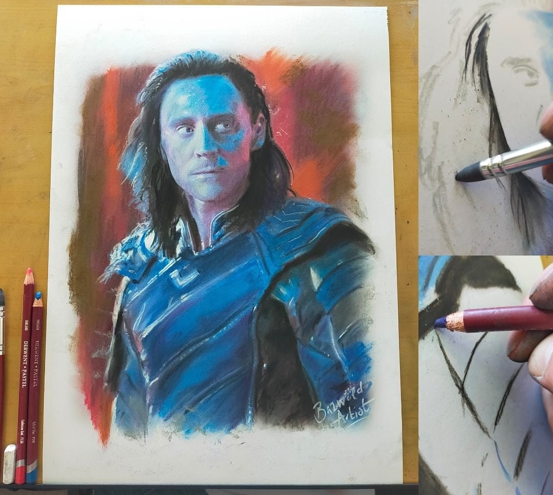 ORIGINAL LOKI the Avengers Hand Drawn Pastel Pencil Drawing A3 - Etsy