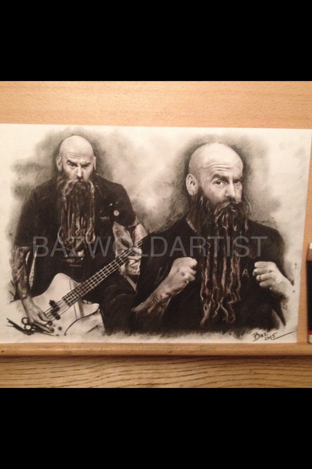 PRINT of a Hand Drawn Charcoal Pencil Portrait Chris Kael FFDP Size A3 ...