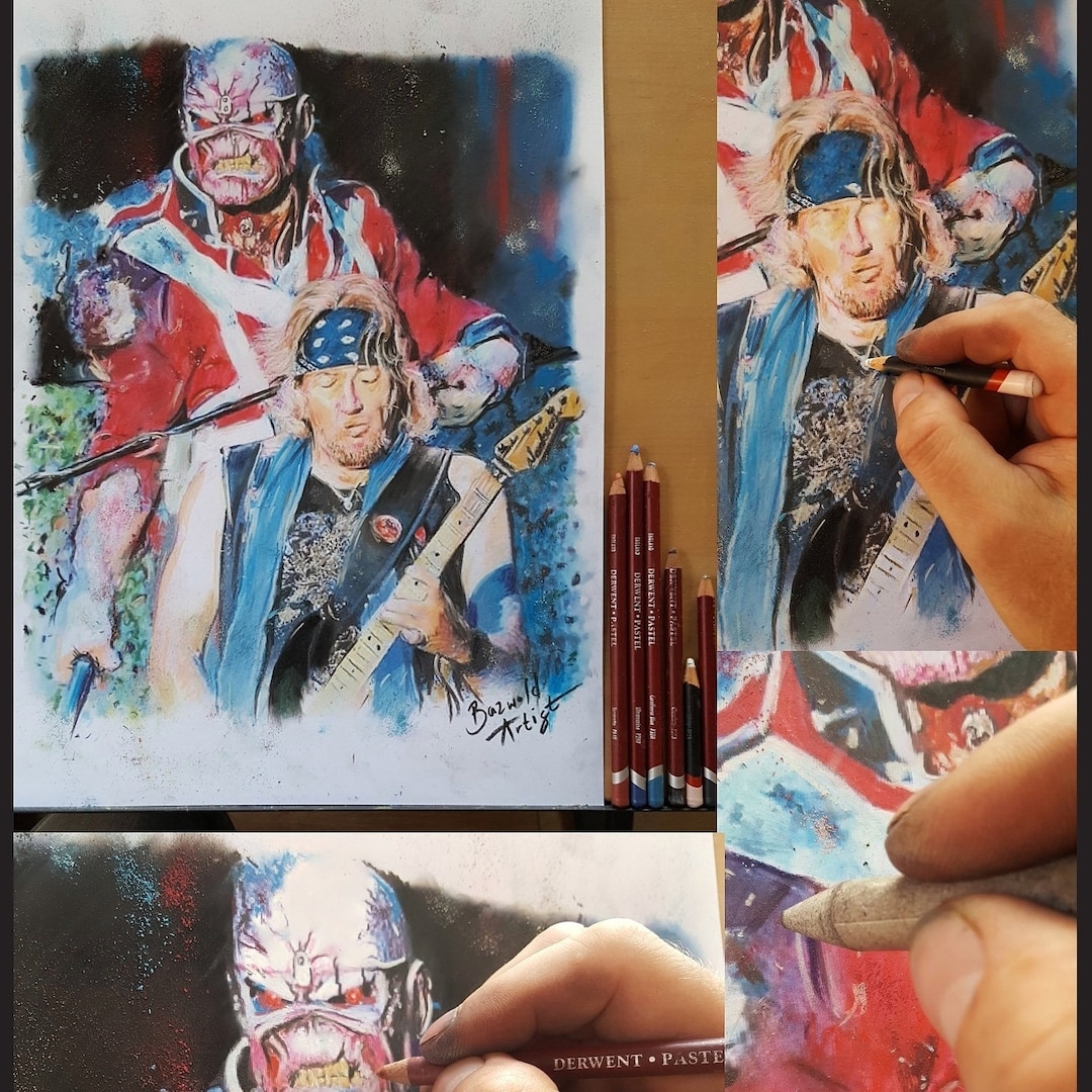 IRON MAIDEN Eddie & Adrian PRINT Pastel Pencil Drawing - Etsy